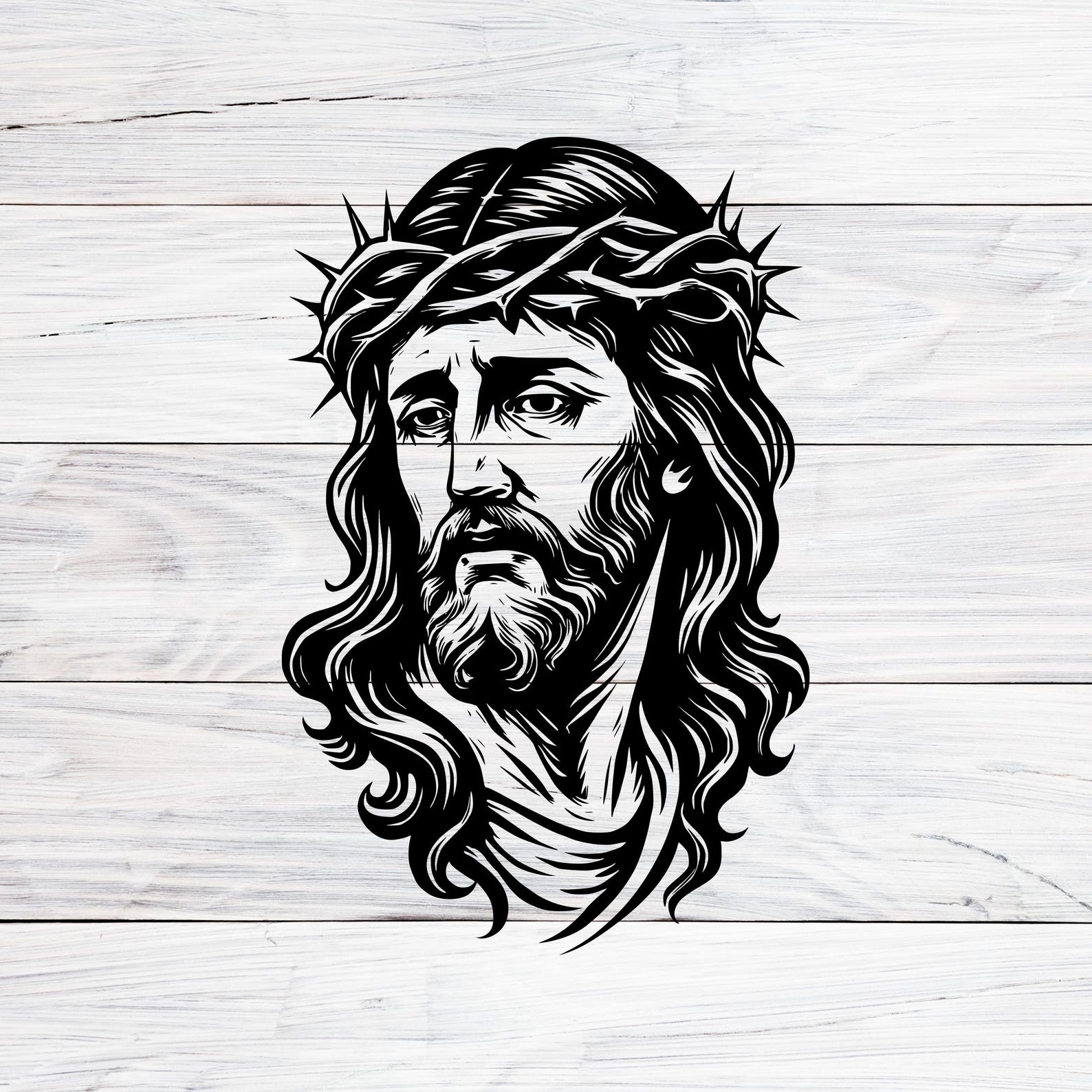 Jesus Face Wearing Crown Svg, Png, Jpg, Christian Tattoo Design ...