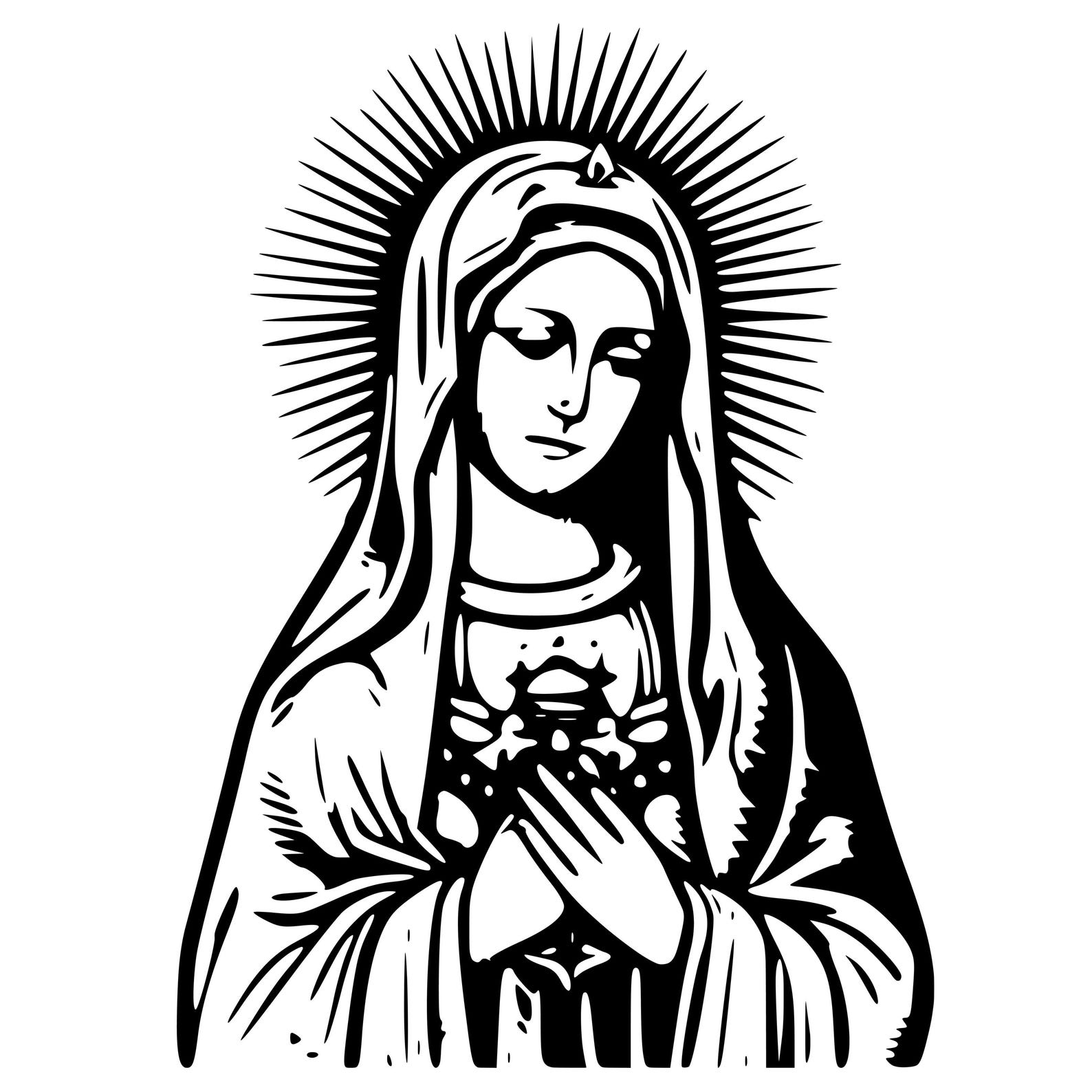 Virgin Mary Svg, Virgin Mary Silhouette, Mary Mother of God Svg, Virgin ...