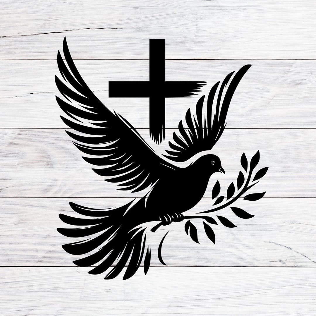Dove With Olive Branch and Cross Svg, Png, Jpg, Christian Symbol ...