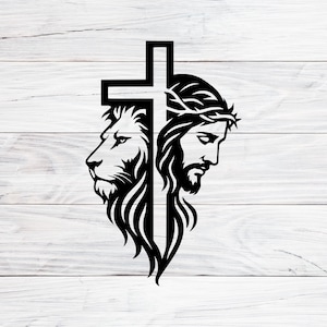 Lion Cross and Jesus Face Svg, Png, Jpg, Digital Download - Etsy