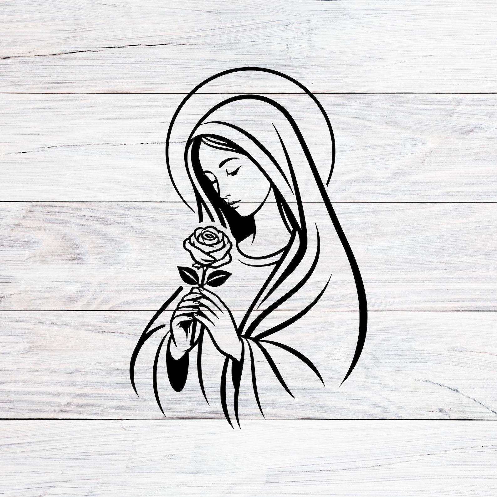 Virgin Mary With Rose Svg, Png, Jpg, Madonna Religious Clipart ...