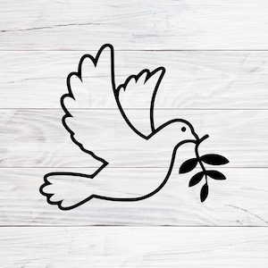 Dove With Olive Branch SVG, Christian Peace Dove Clipart, Holy Spirit ...