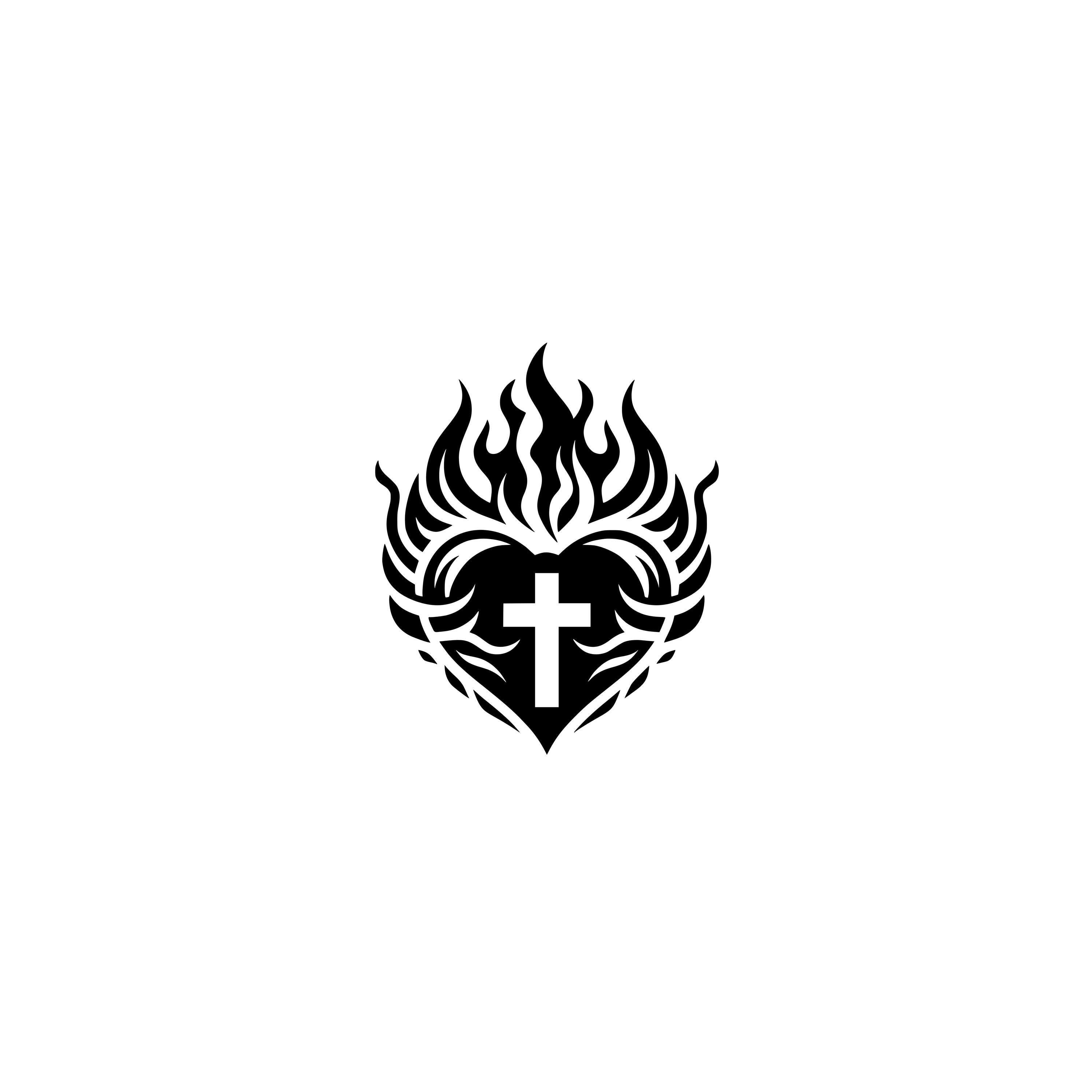 Sacred Heart of Jesus With Flaming Cross Svg, Symbol of Divine Love and ...