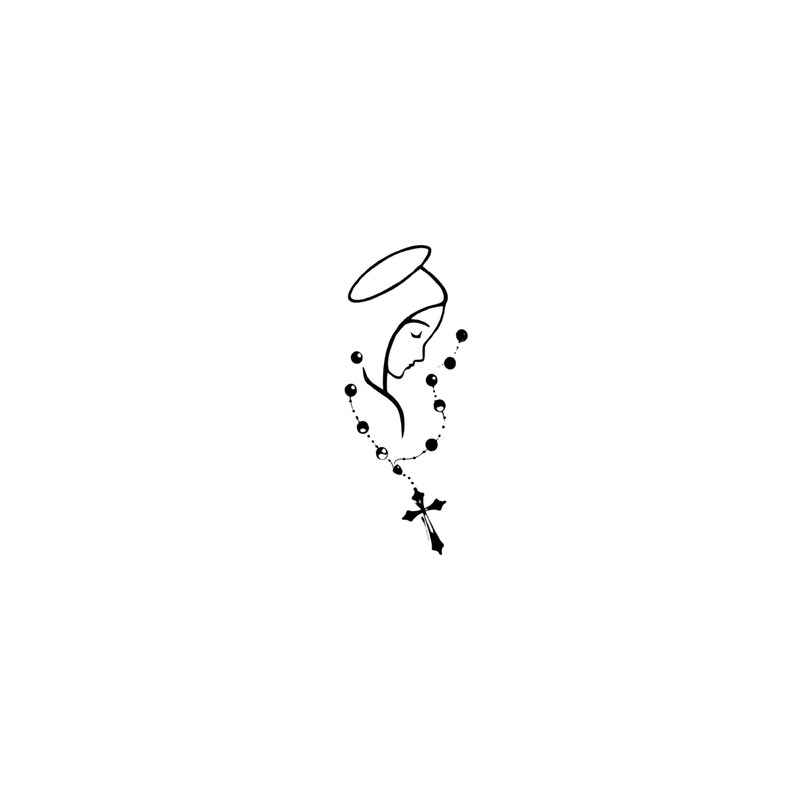 Virgin Mary Outline With Rosary Svg, Png, Jpg - Etsy Canada