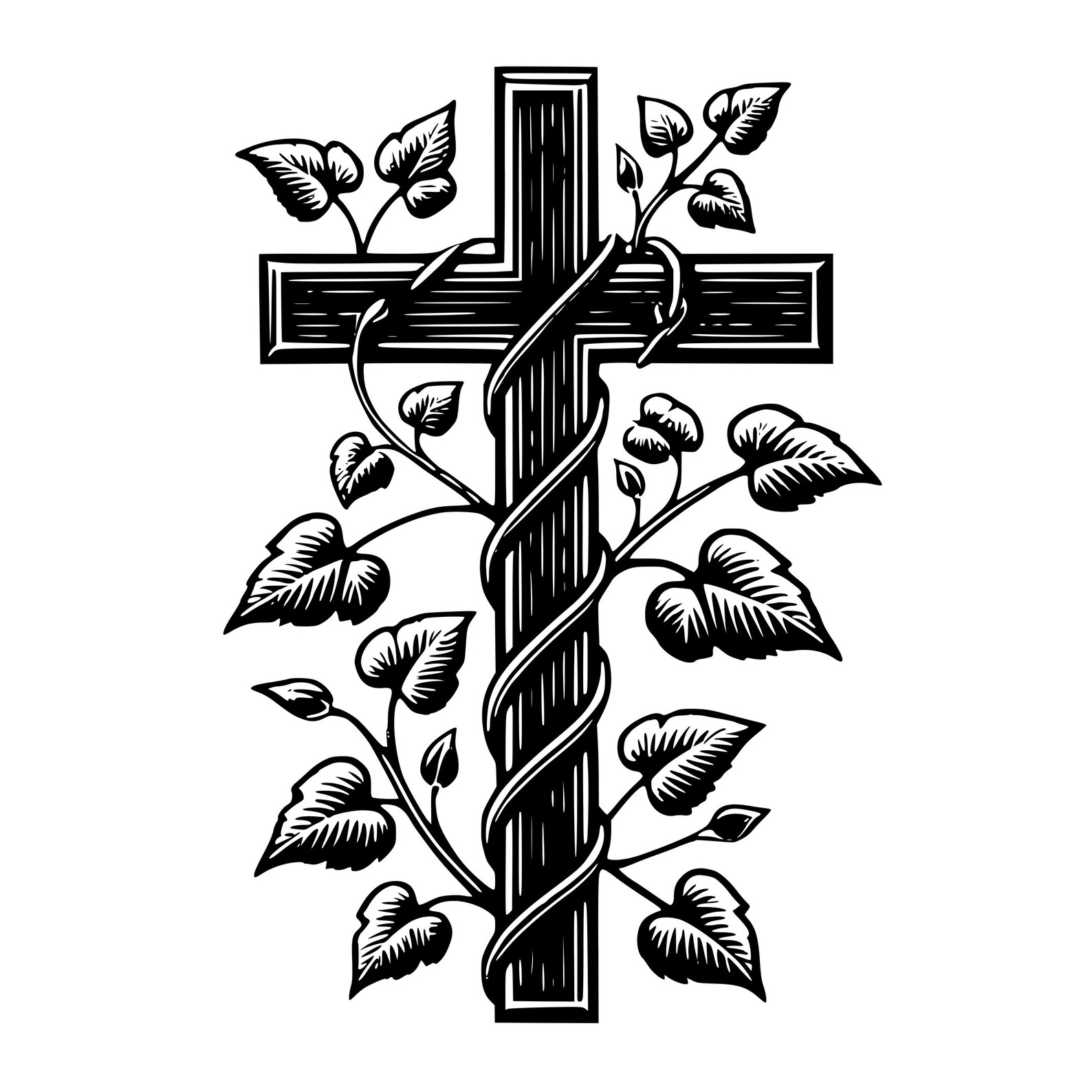 Christian Cross With Vines Svg, Symbol of Faith, Growth and Connection ...