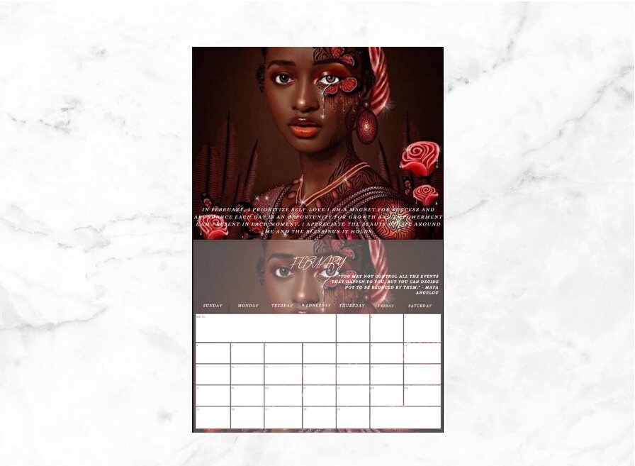 2024 Affirmations Wall Calendar, Black Queen Calander, Black Woman ...