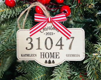Zip Code Ornament, Farmhouse Ornament, Zip Code Sign, New Home Gift ...
