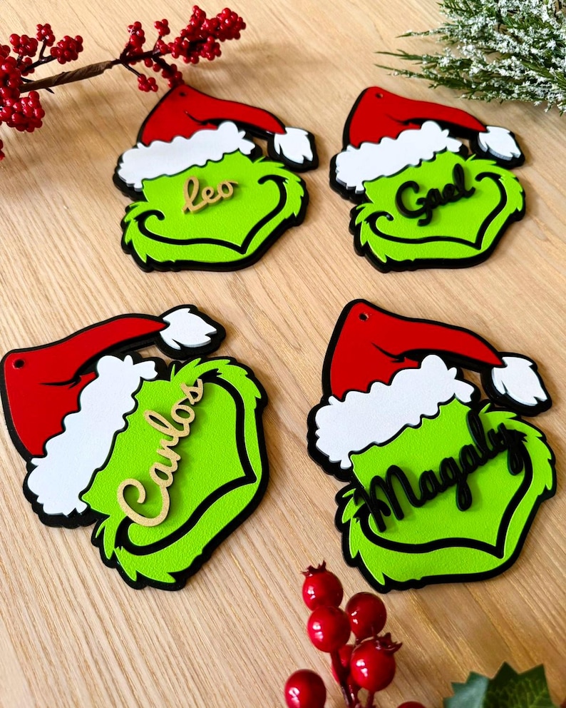 Grinch Laser Cut Pack – Face + Hand Holding Ornament | Layered ...