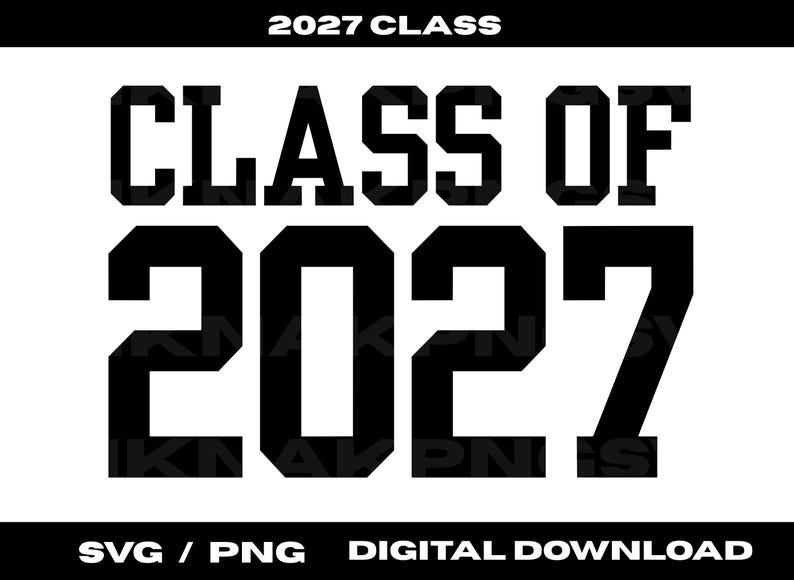 Klasse von 2027 SVG, Varsity Schrift Clipart, Abschluss PNG (digitaler ...