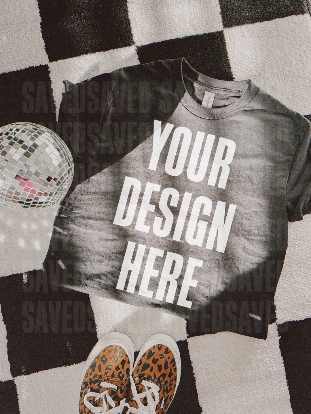 Black GILDAN T-SHIRT Mock up Trendy Flat Lay Mocks Preppy Checkered - Etsy