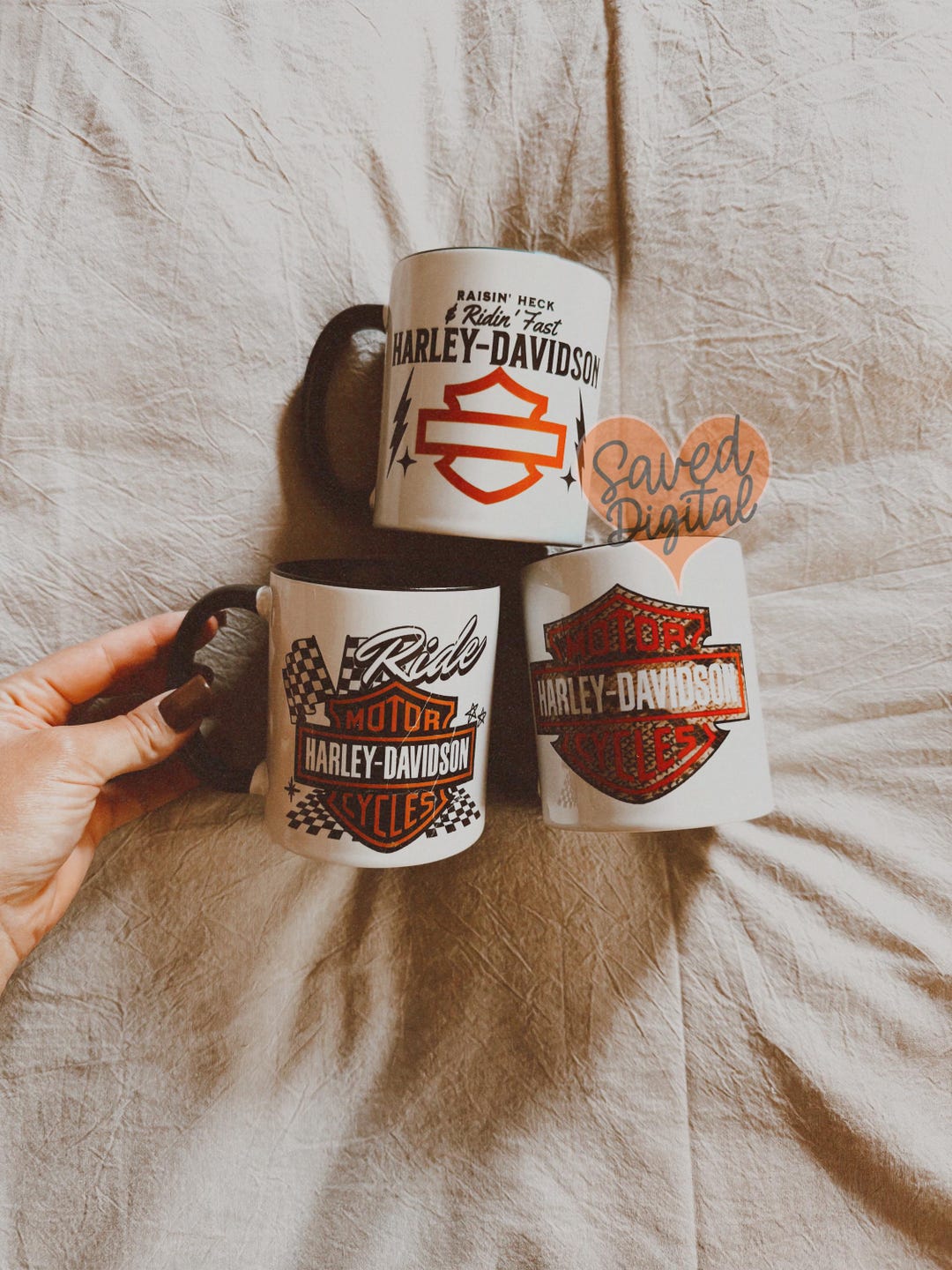 MOTORCYCLE Edgy Rad Mugs Black Harley Bike Moto Kitchen Home Decor ...
