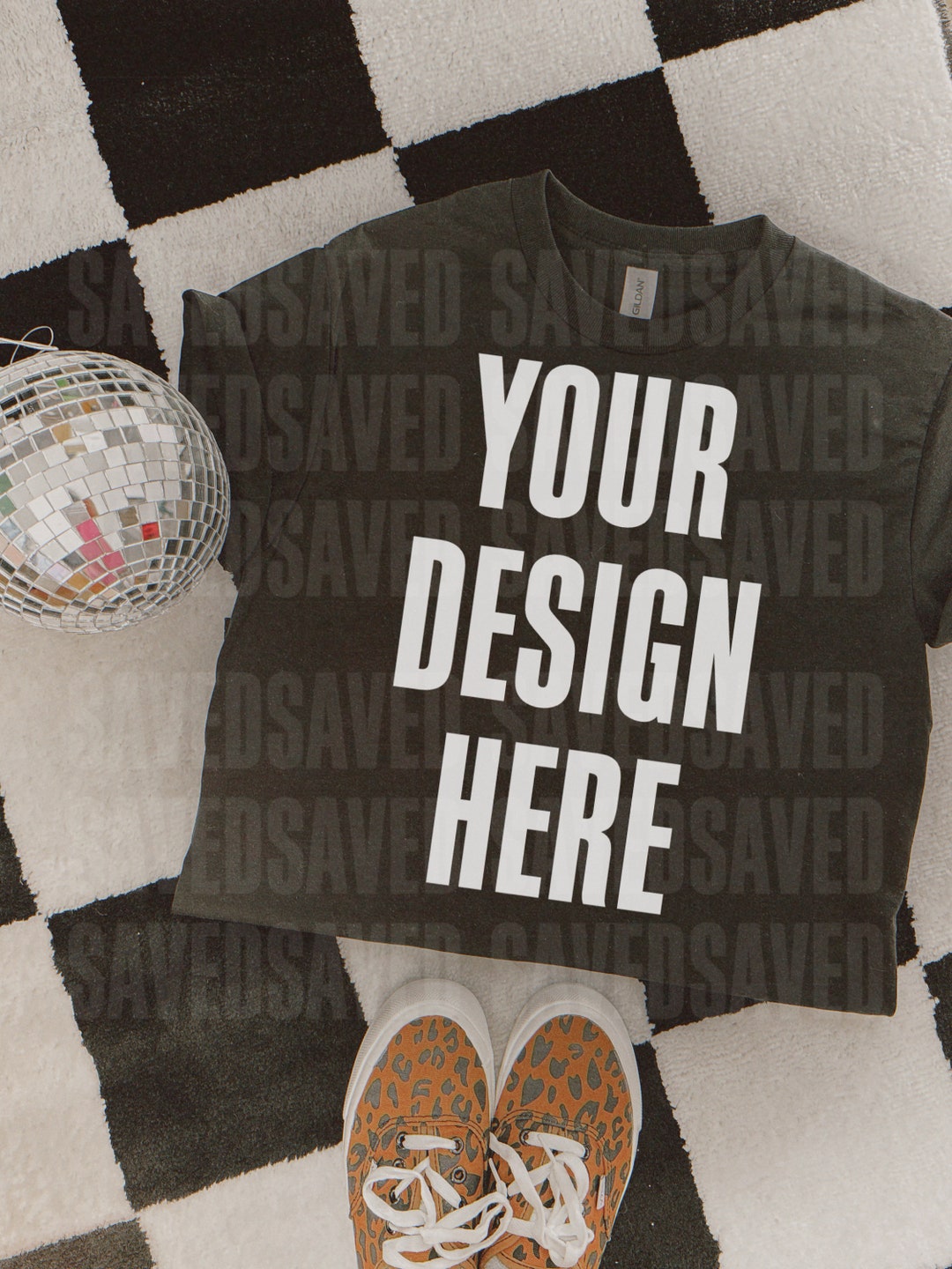 Black GILDAN T-SHIRT Mock up Trendy Flat Lay Mocks Preppy Checkered - Etsy