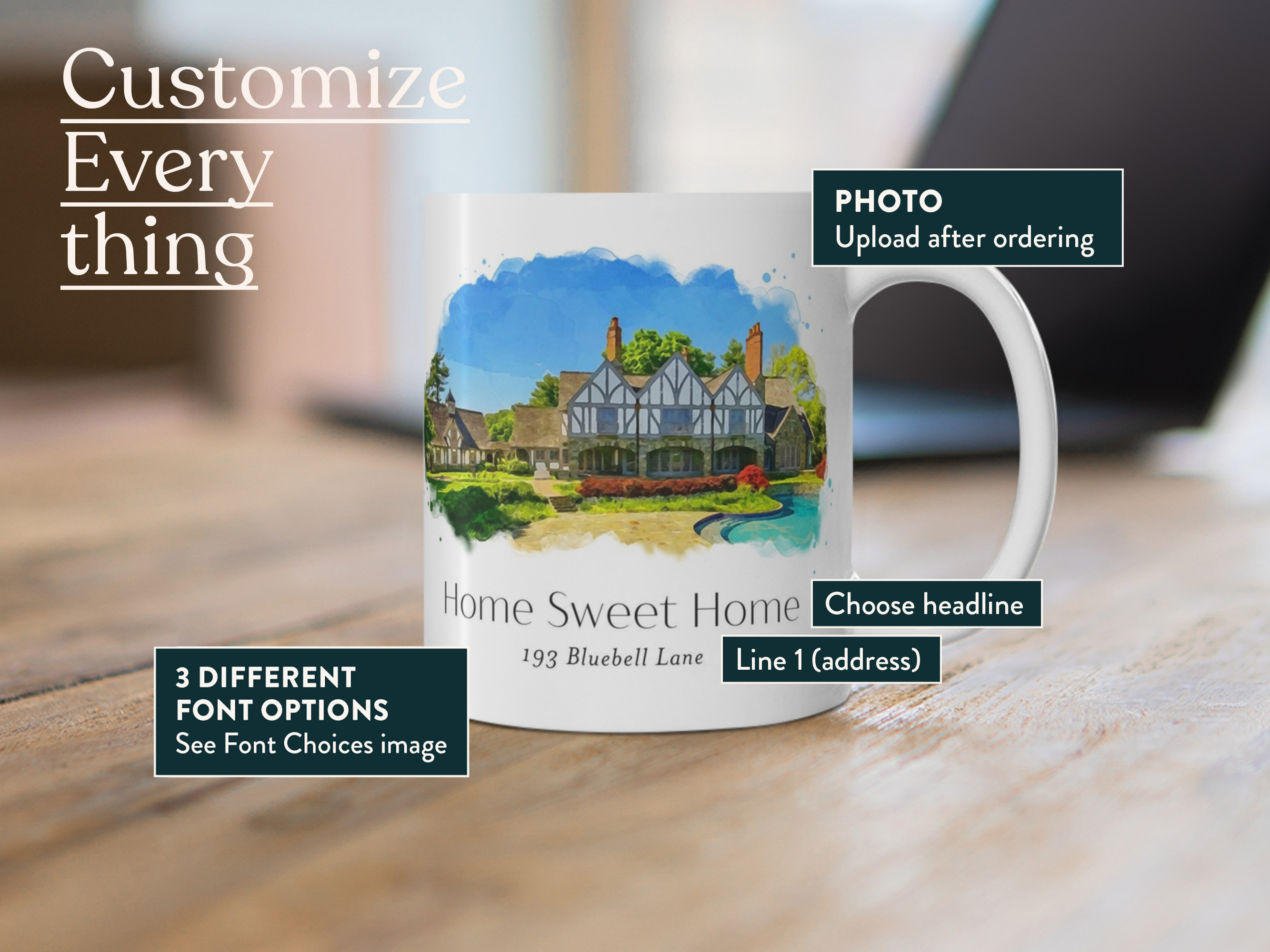 New Home Mug Custom Watercolor House Home Mug Personalized Mug Realtor ...