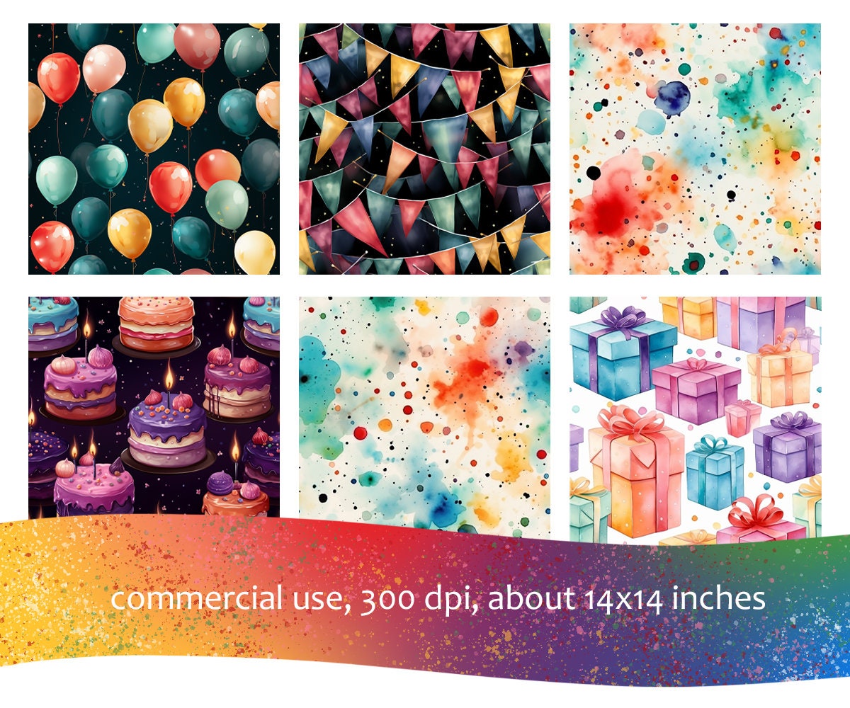 Happy Birthday Digital Papers Set - Happy Birthday Background ...