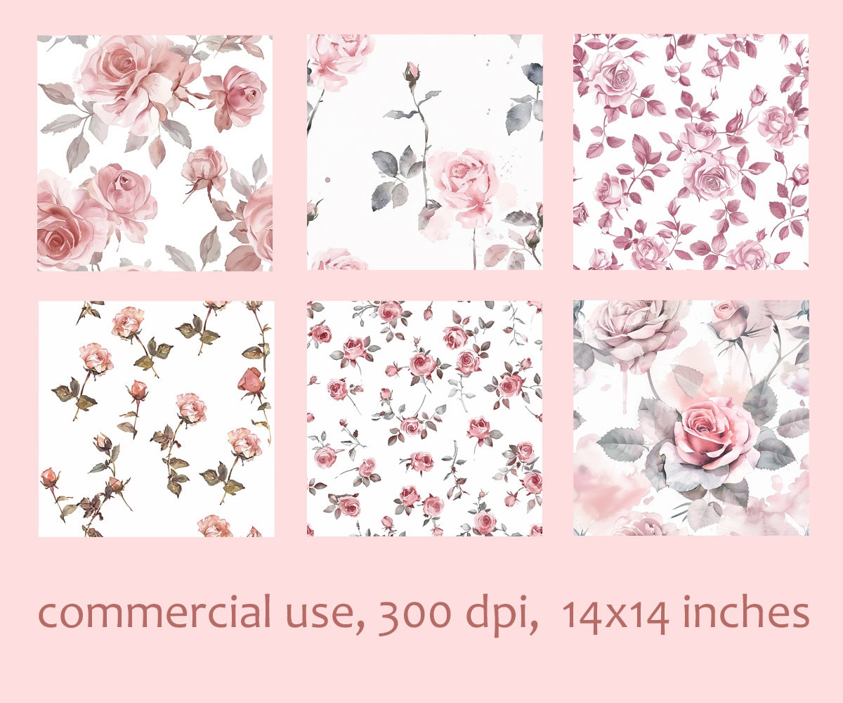 Dusty Pink Rose Pattern, Pink Flowers Pattern, Seamless Flowers Pattern ...