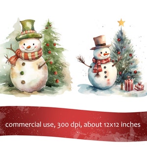 Watercolor Snowmen Clipart, Christmas Clipart Bundle, Cute Snowman ...
