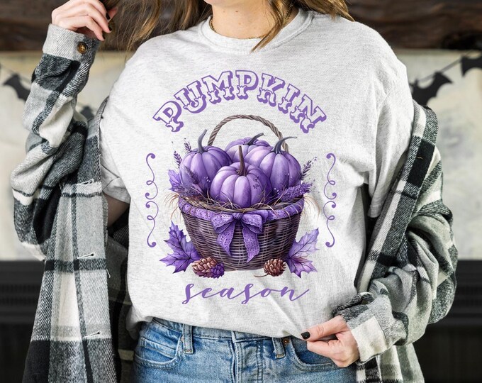 Purple Pumpkin DTF Transfer, Pumpkin Season Halloween Design, Simple ...