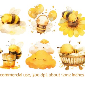 Cute Bee Watercolor Clip Art Bundle, Bees for Children's Room, Bees for ...