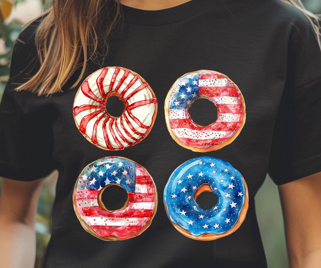 Patriotic American Donut PNG - 4th of July Yoke Sublimation - Freedom ...