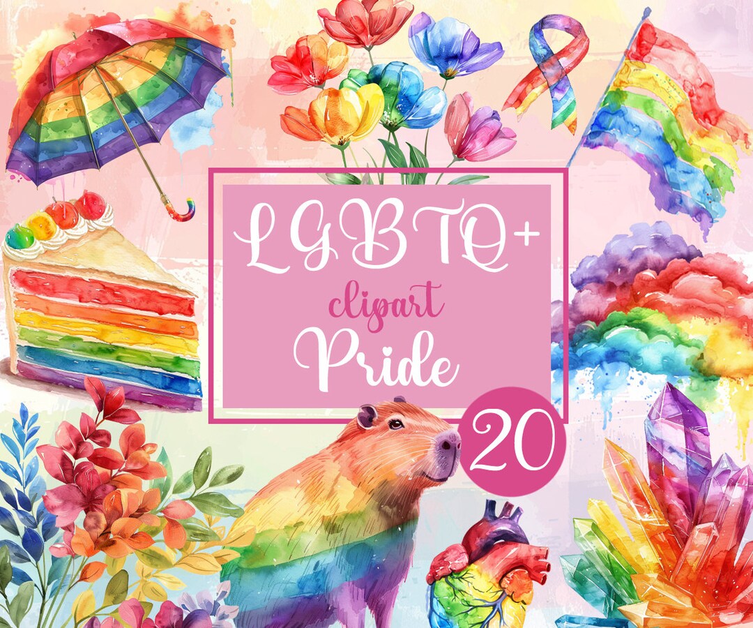 LGBTQ Clipart, Rainbow LGBT Flag Clipart, Inclusive, Pride Party, Pride ...