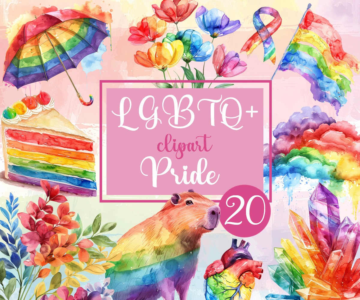 LGBTQ Clipart, Rainbow LGBT Flag Clipart, Inclusive, Pride Party, Pride ...