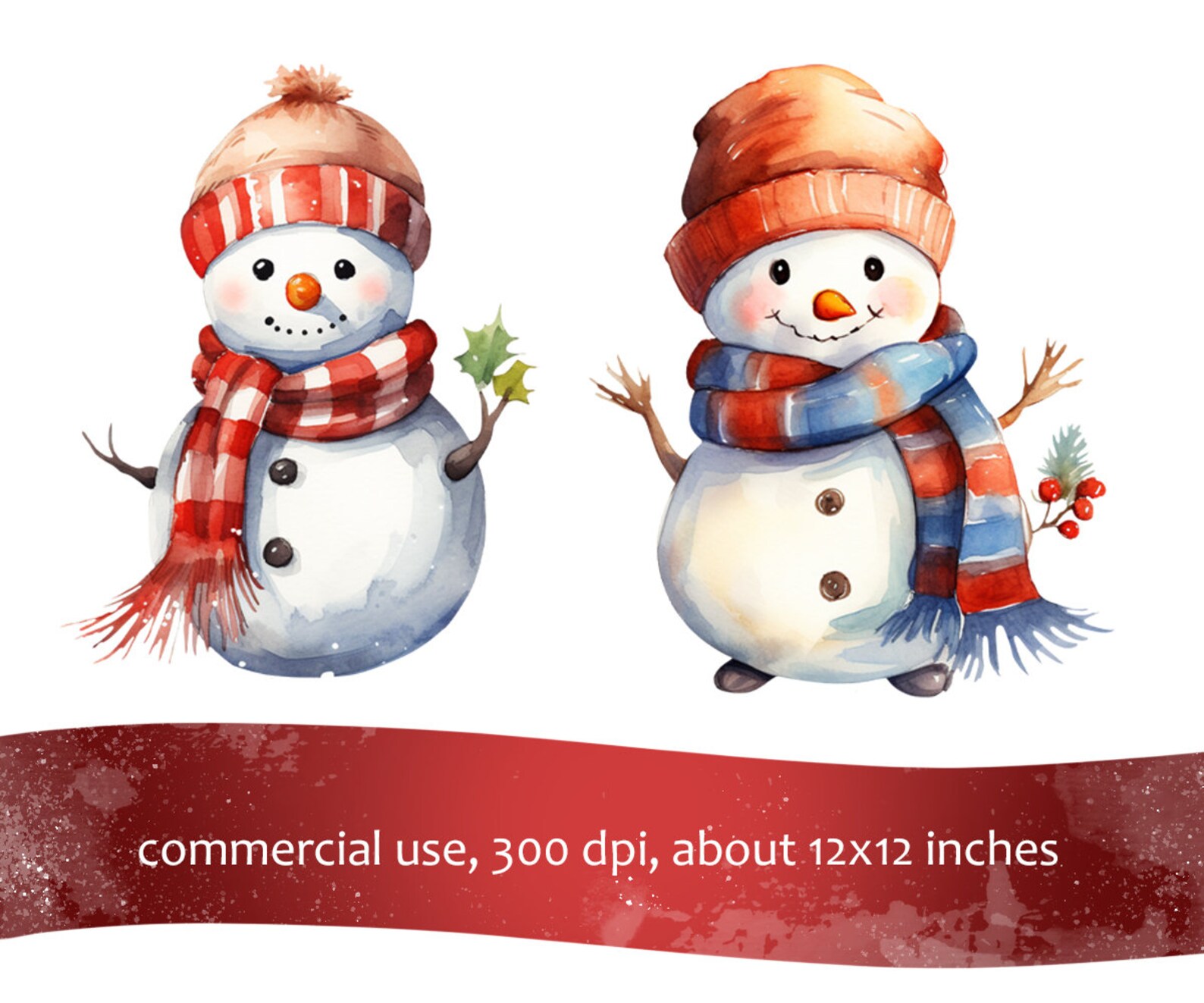 Watercolor Snowmen Clipart, Christmas Clipart Bundle, Cute Snowman ...