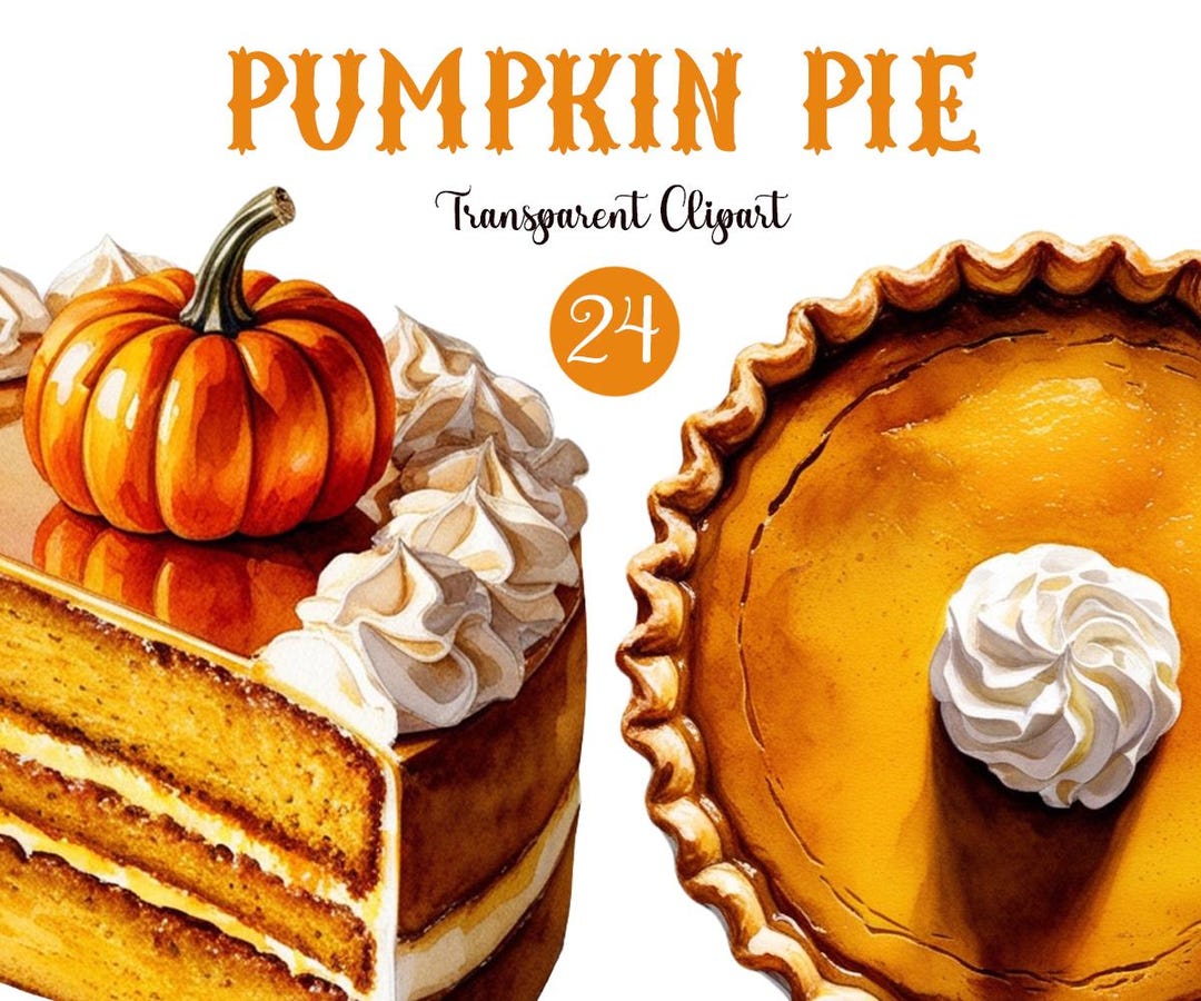 Pumpkin Pies Watercolor Clipart - PNG Instant Download, Commercial Use ...