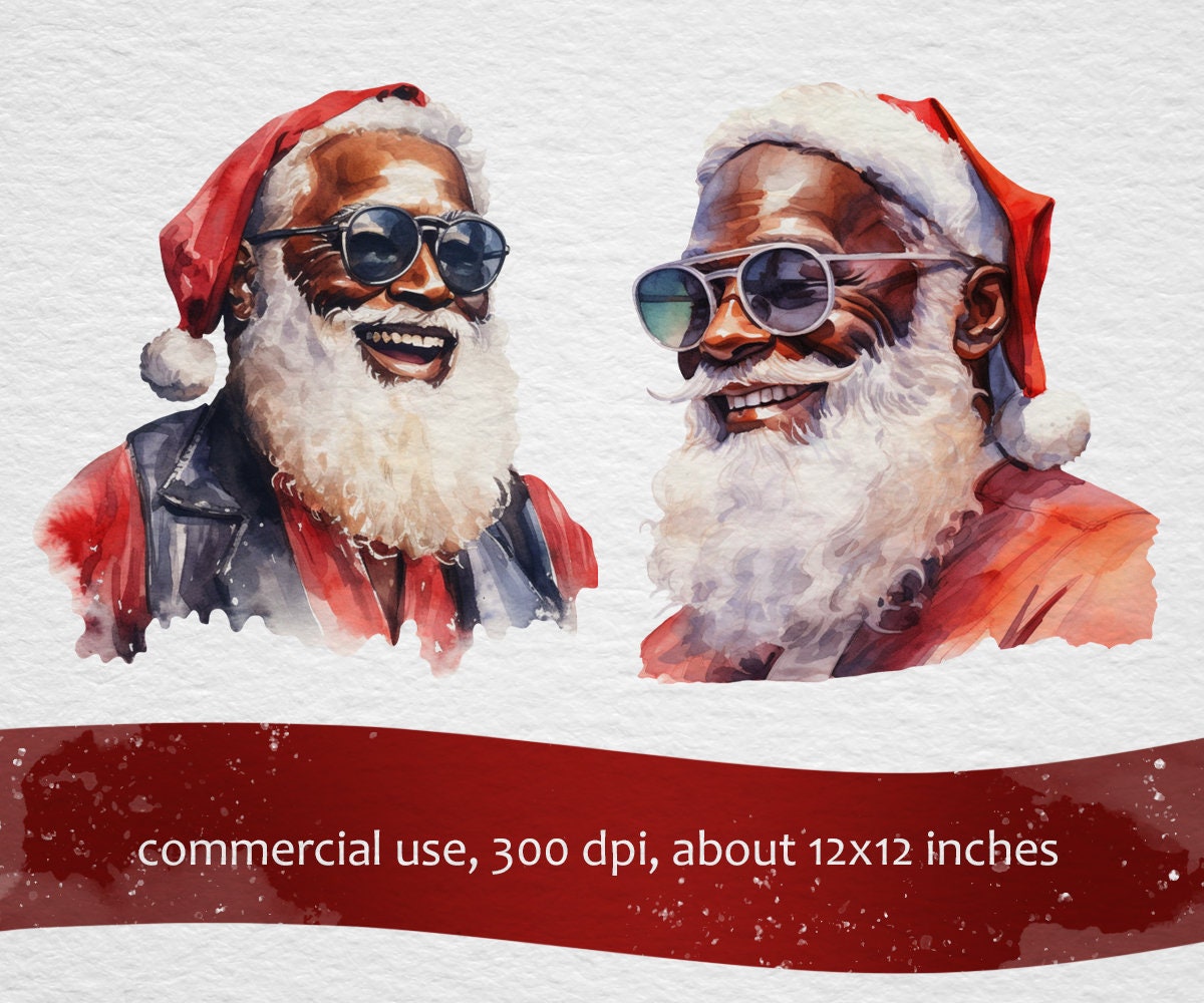 Black Santa Clipart, Black Santa Claus, Christmas Clipart, Afro Santa ...