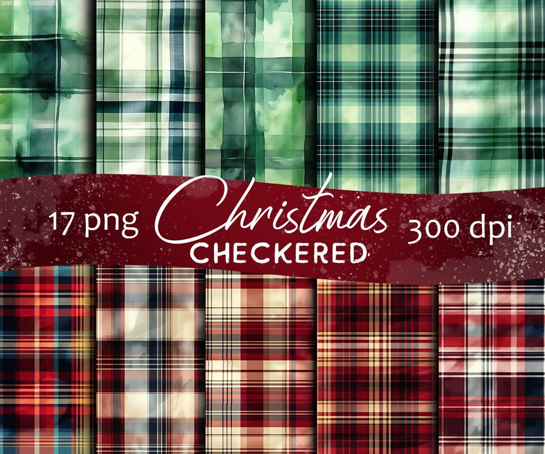 Christmas Plaid Digital Paper, Seamless Digital Paper, Christmas ...