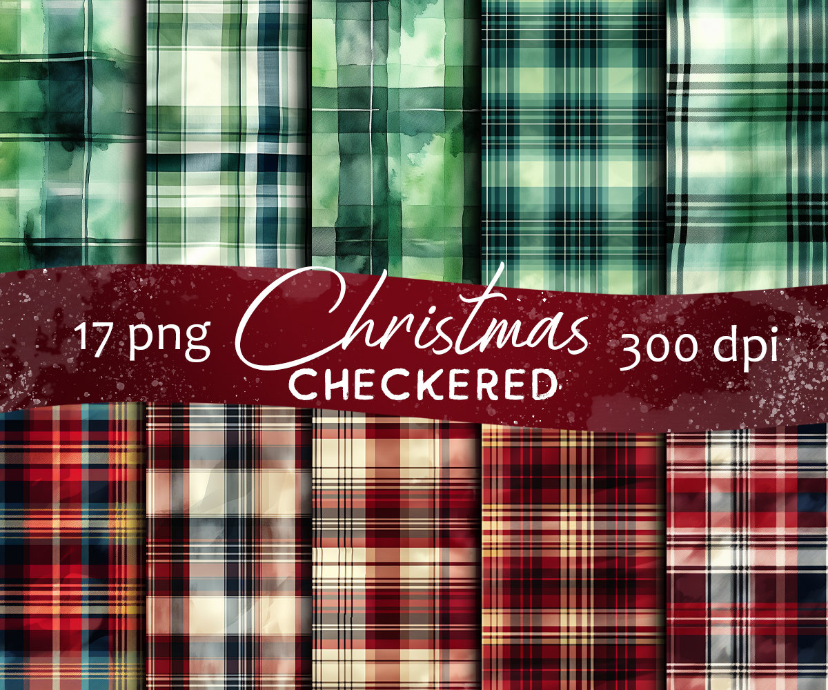 Christmas Plaid Digital Paper, Seamless Digital Paper, Christmas ...
