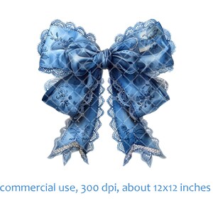10 Blue Lace Bow Watercolor Clipart - PNG Format Instant Download for ...