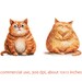 10 Watercolor Fatty Ginger Cats Clipart, Printable Cartoon Cats ...