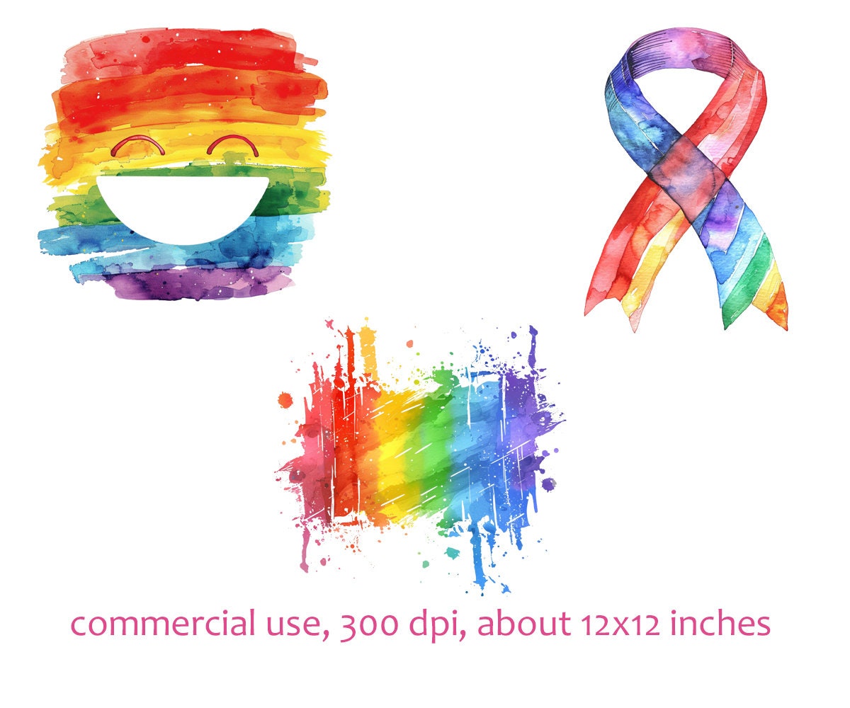 LGBTQ Clipart, Rainbow LGBT Flag Clipart, Inclusive, Pride Party, Pride ...