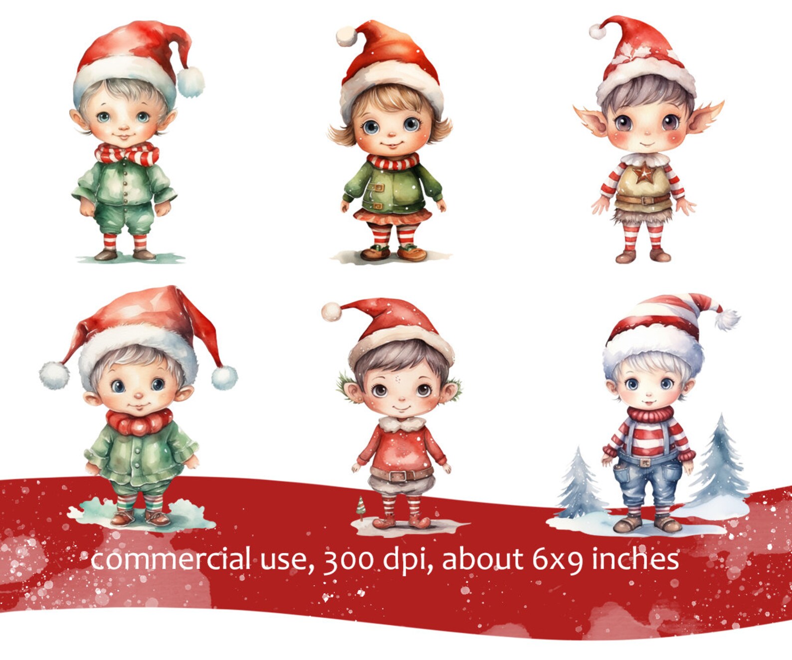 Watercolor Christmas Cute Elves Clipart, Elves Clipart, Cute Elves ...
