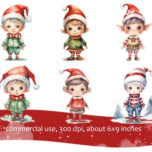 Watercolor Christmas Cute Elves Clipart, Elves Clipart, Cute Elves ...