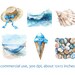 Watercolor Blue Summer Clipart, Ocean Clipart, Summer on the Beach ...