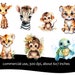 Baby Animals Watercolor Clipart, Digital Animals, Png Animals Clipart ...