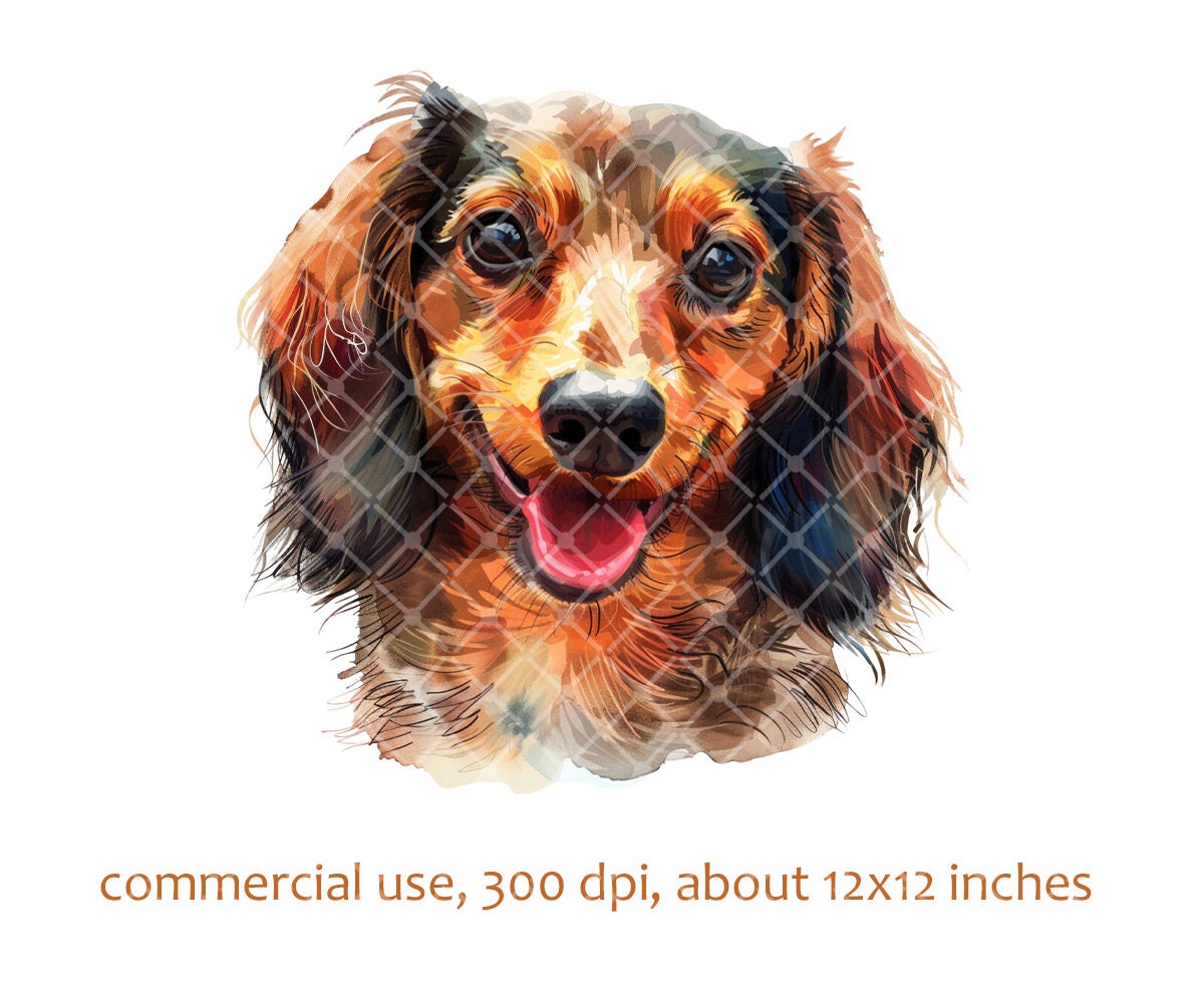 10 Watercolor Dachshund Clipart, Printable Dogs and Puppies Watercolor ...