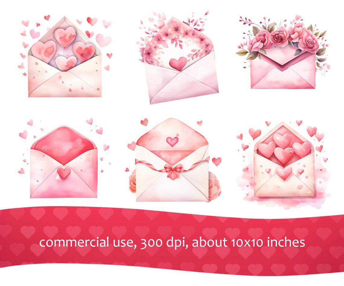 Watercolor Vintage Envelopes Clipart Old Letters With Flowers ...