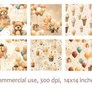 Beige Birthday, Digital Pattern, Birthday Seamless Paper, Beige Pattern ...