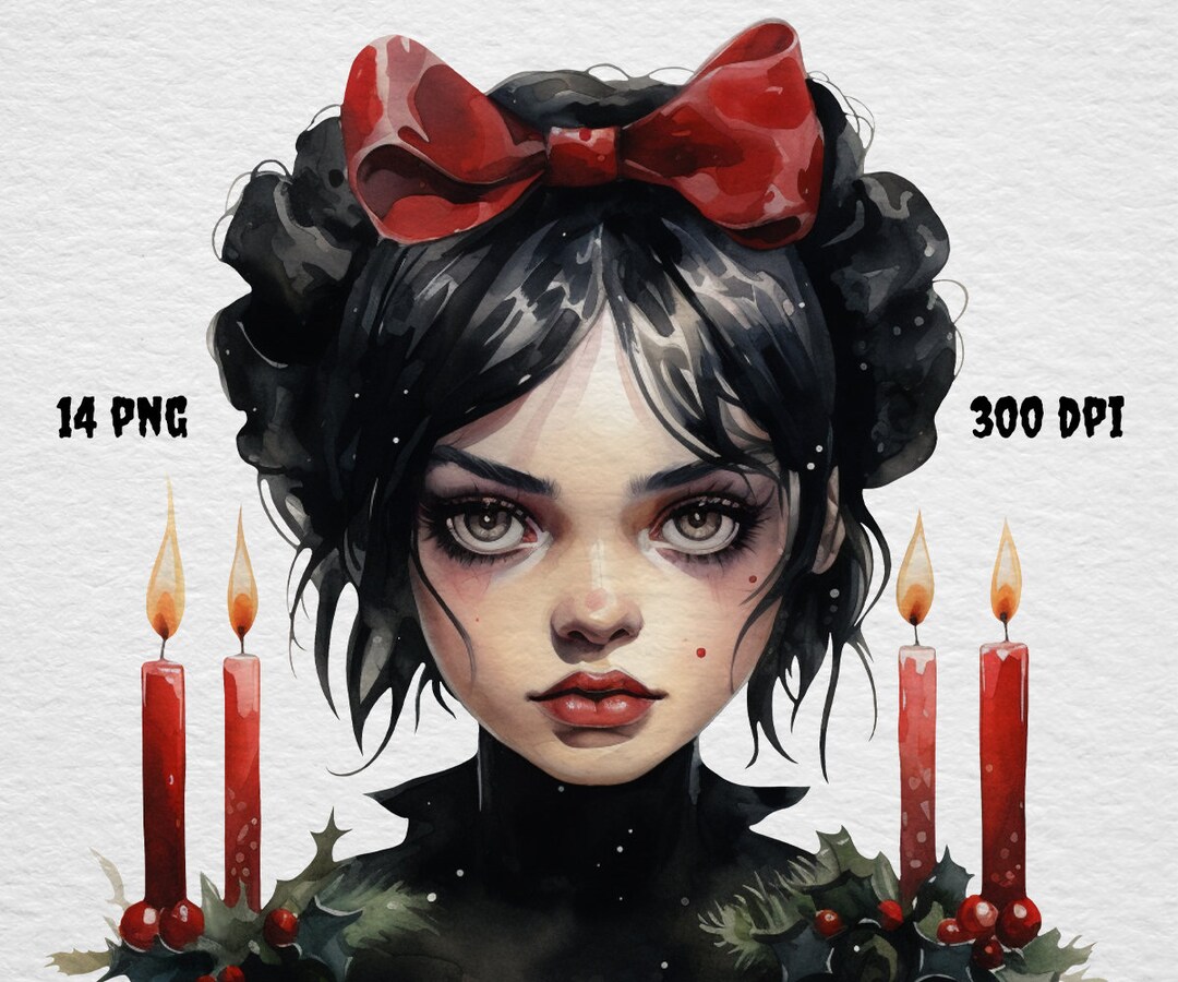 Gothic Christmas Girl, Gothiс Christmas PNG, Gothiс Clipart, Girl in ...