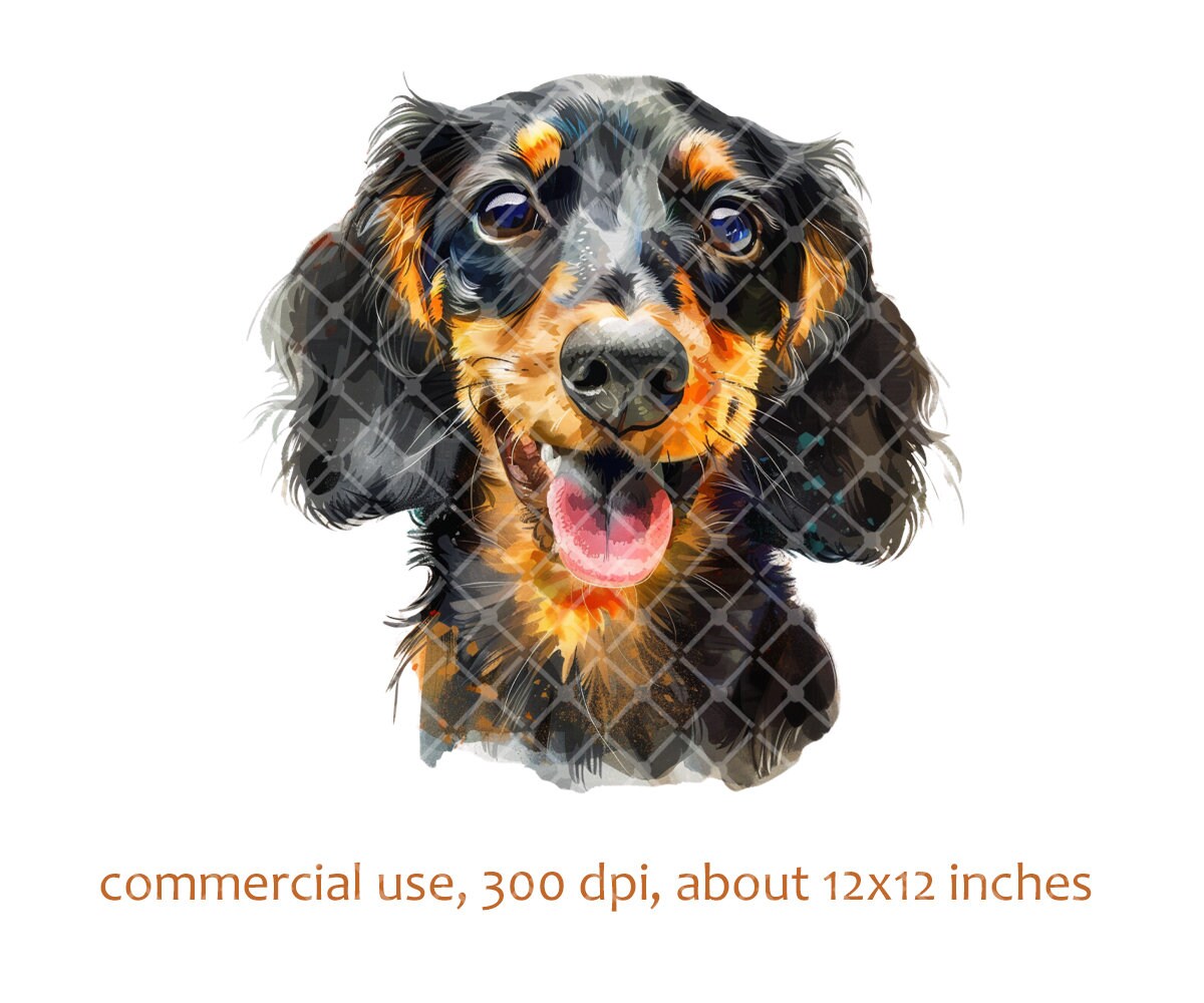 10 Watercolor Dachshund Clipart, Printable Dogs and Puppies Watercolor ...