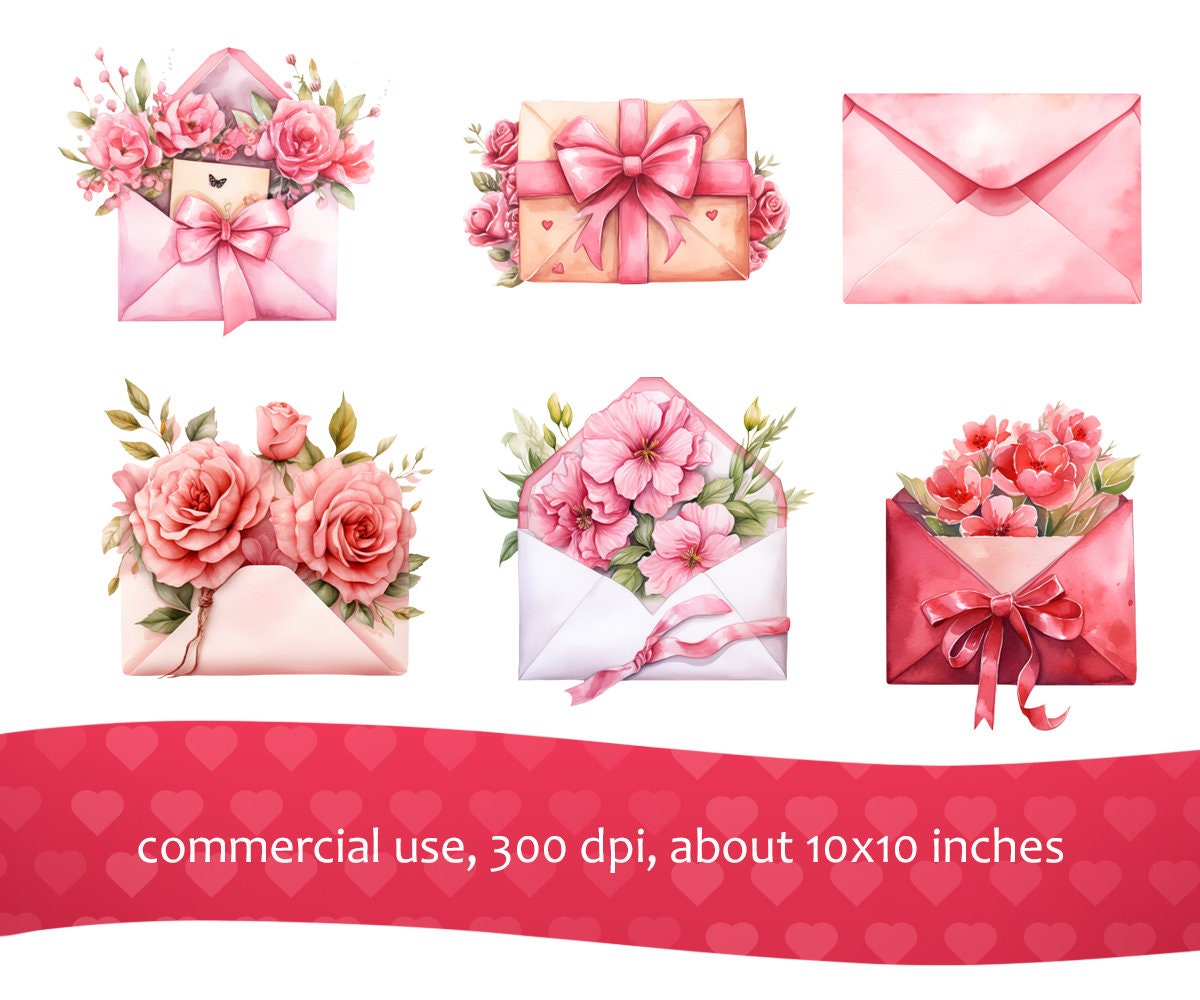 Watercolor Vintage Envelopes Clipart Old Letters With - Etsy