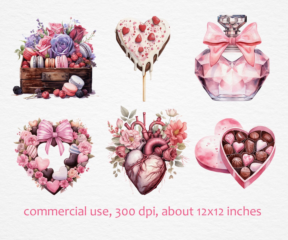 Watercolor Valentines Clipart, 23 PNG Valentines Day Clipart ...