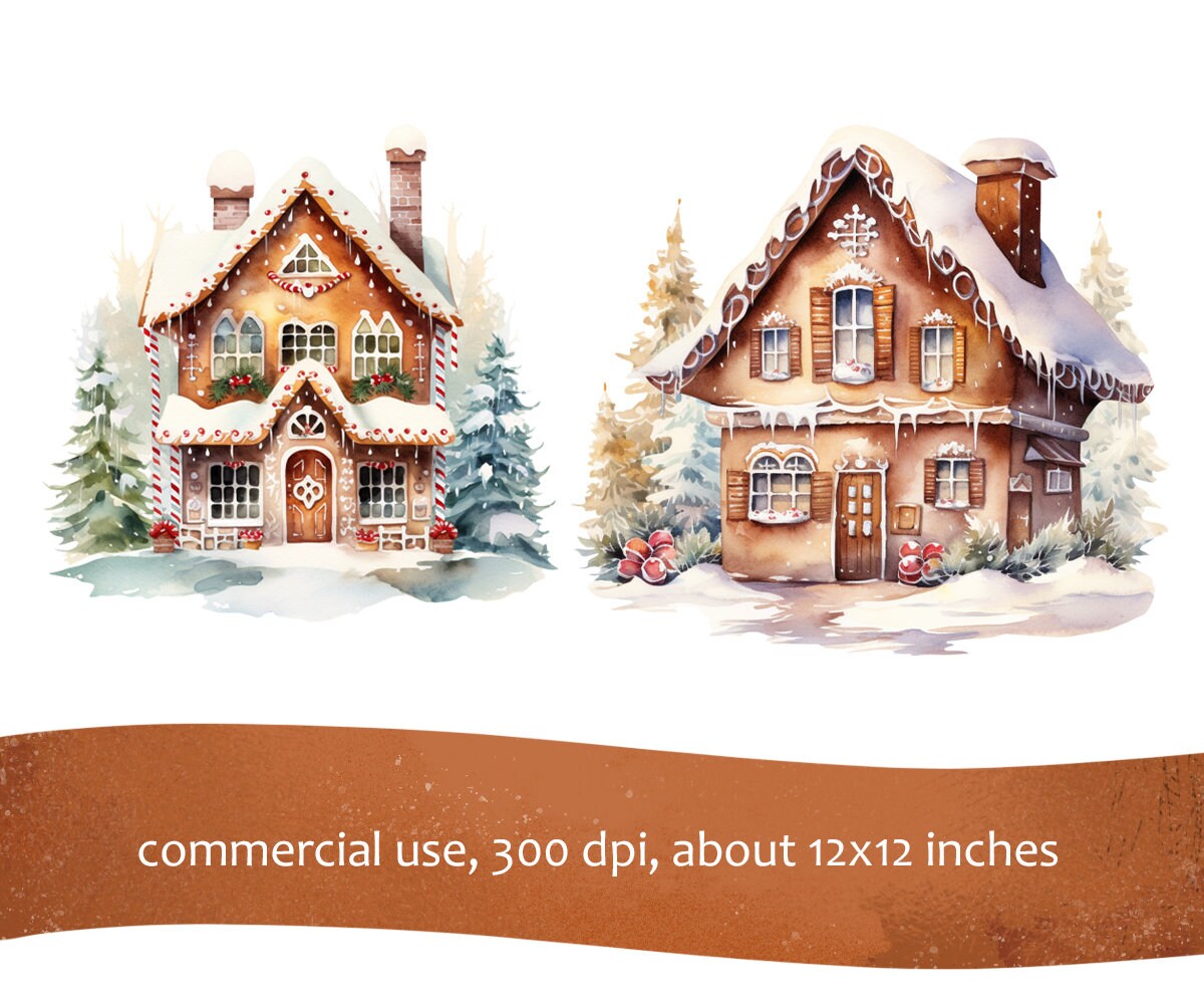Watercolor Gingerbread House Png, Holiday Sublimation, Christmas ...