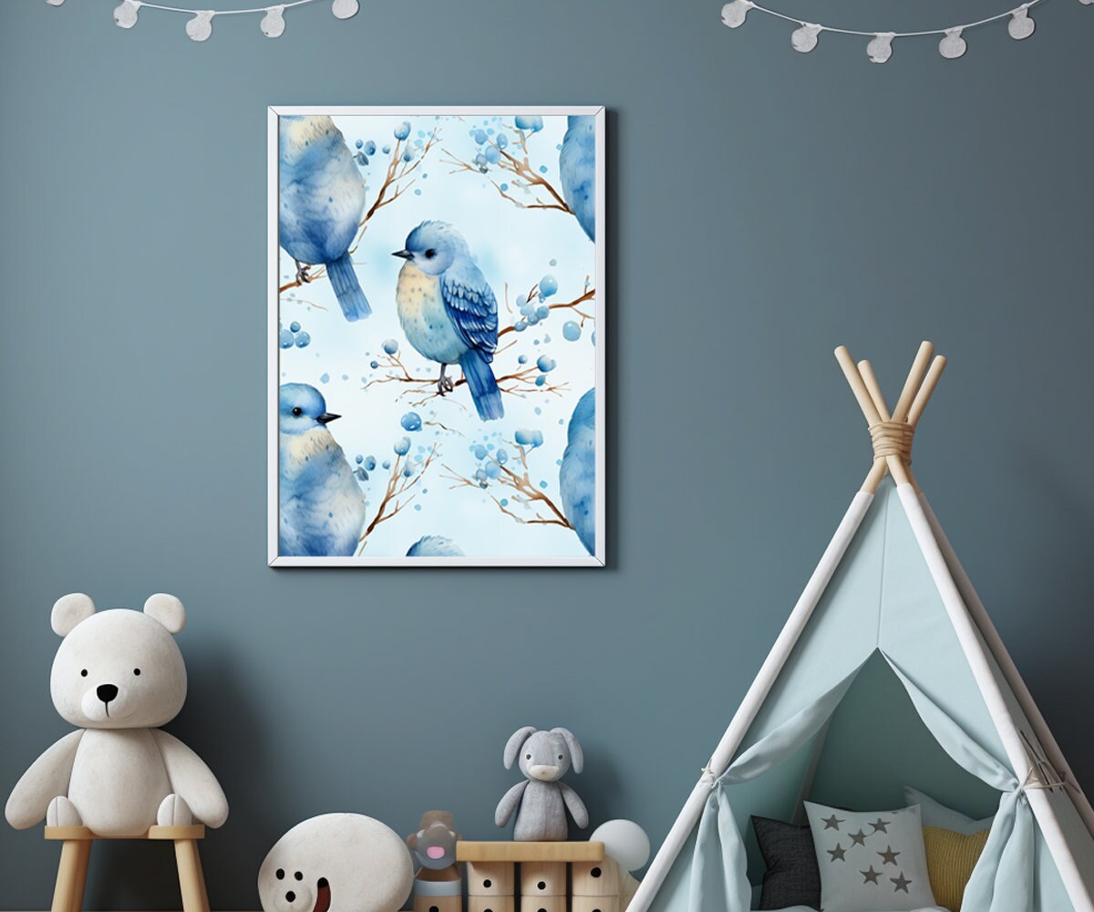 Winter Birds Scrapbook Paper, Digital Christmas Papers, Printable ...