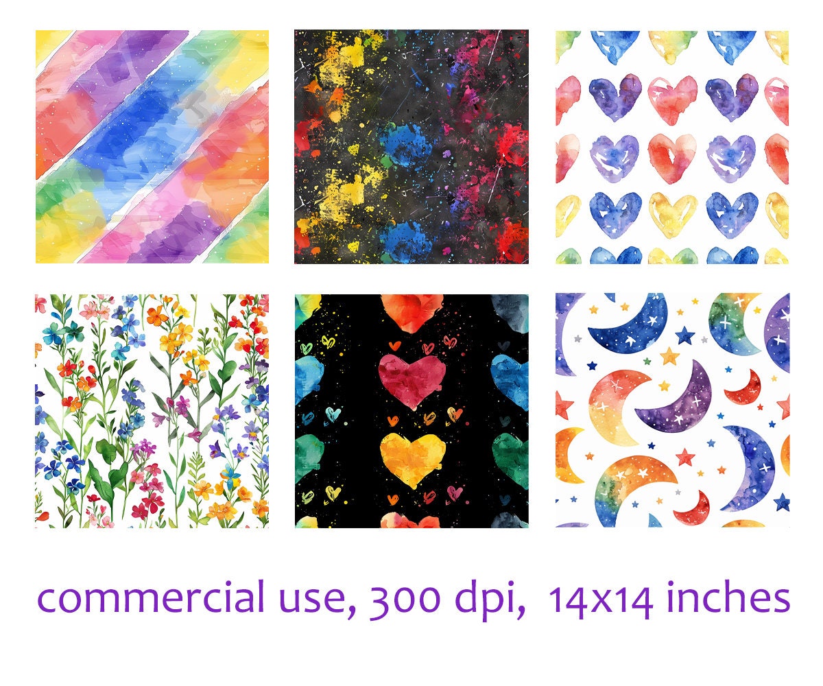 Watercolor LGBTQ Seamless Patterns, Rainbow LGBT Flag Pattern ...