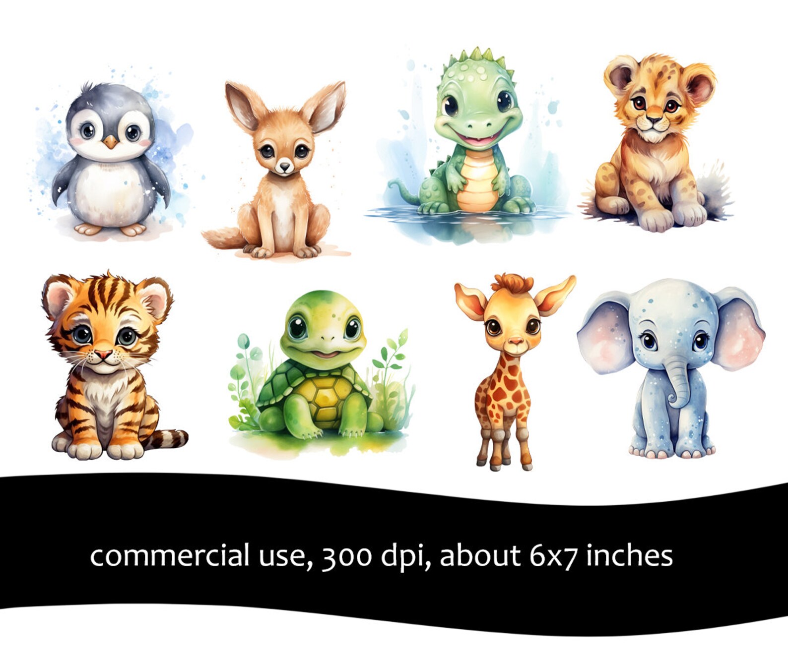 Baby Animals Watercolor Clipart, Digital Animals, Png Animals Clipart ...