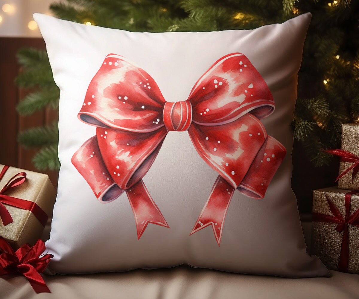 Watercolour Red Bows Clipart Red Velvet Satin Bow PNG Digital, for Card ...