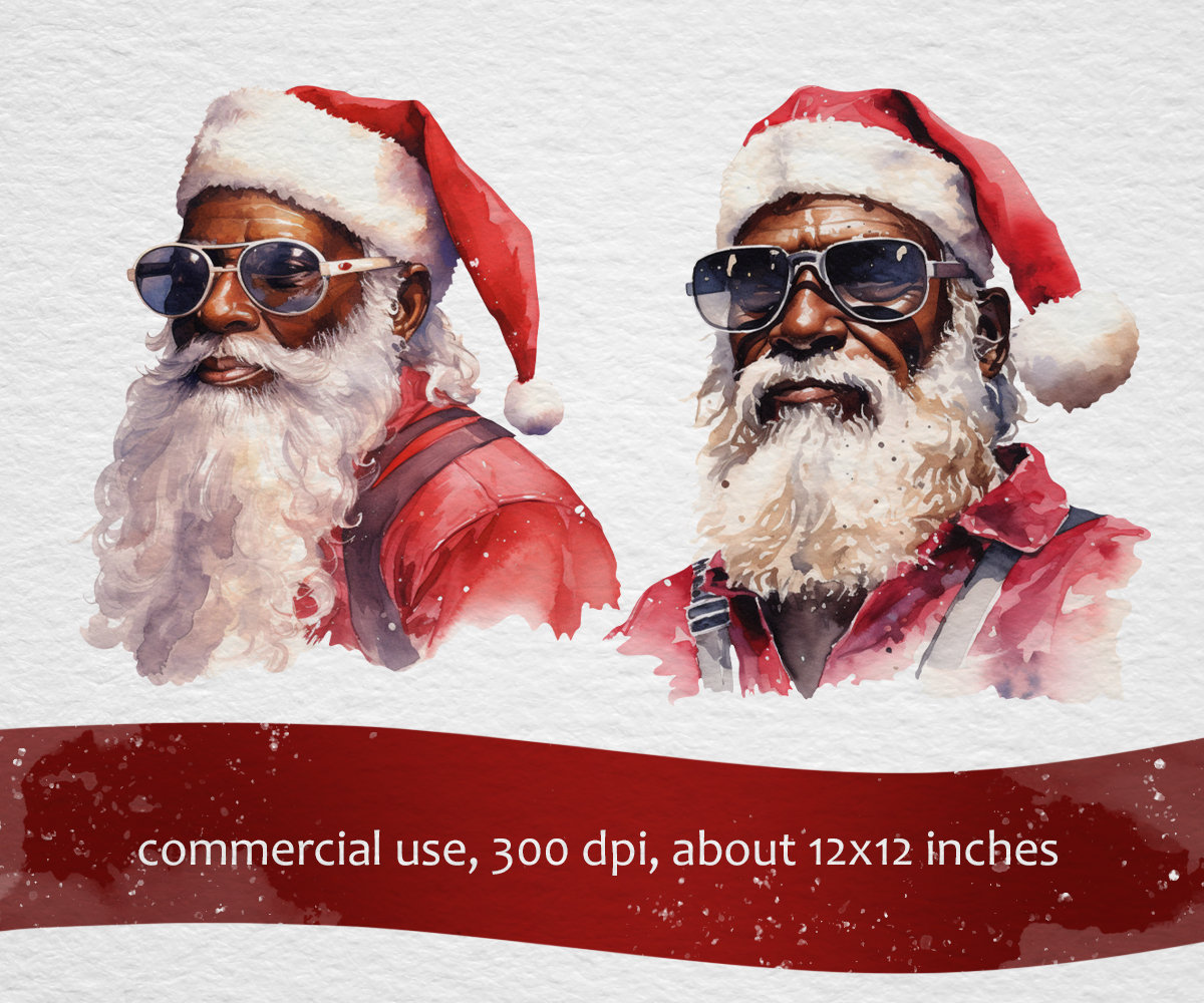 Black Santa Clipart, Black Santa Claus, Christmas Clipart, Afro Santa ...